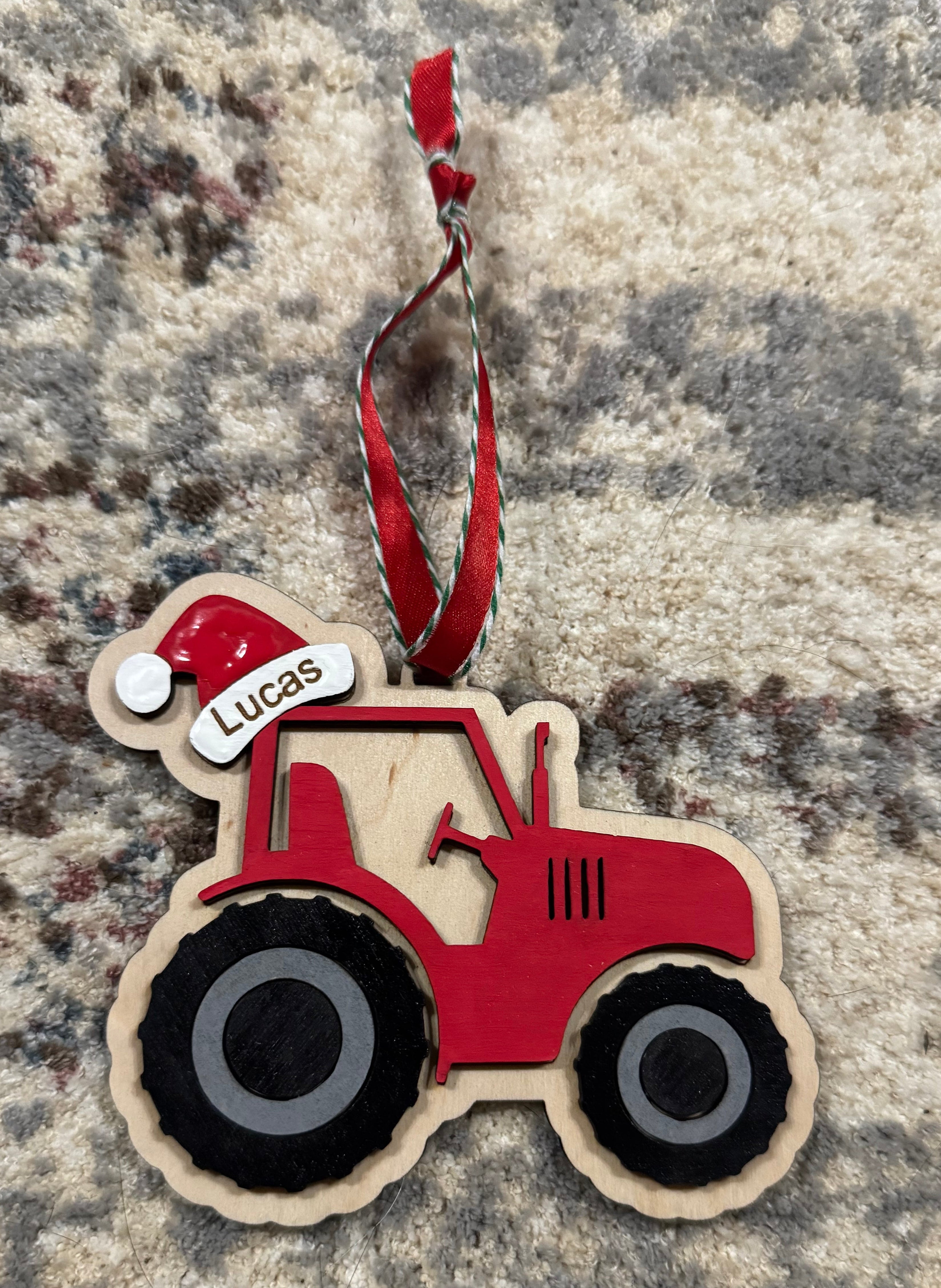 Personalized name tractor ornament – Late Night Laser